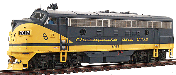 Walthers - PROTO 2000 Diesel EMD F7A Powered - Standard DC - Chesapeake & Ohio #7017 (high wave ...