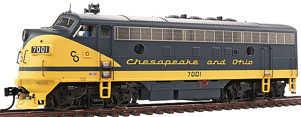 Walthers - PROTO 2000 Diesel EMD F7A Unit Powered w/Sound & DCC - Chesapeake & Ohio #7001 (high ...