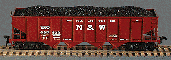 Bowser - PRR H-21a 4-Bay Hopper - Norfolk & Western (Tuscan, white) - 6 ...