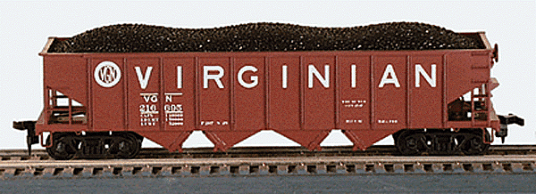 Bowser - PRR H-21a 4-Bay Hopper - Virginian (PRR Freight Car Red, white ...