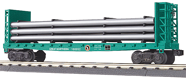 MTH - RailKing Flatcar w/Bulkheads & Pipe Load - Great Northern - 507 ...