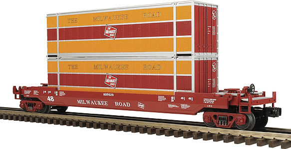MTH - RailKing Husky Stack Car w/2 Containers - The Milwaukee Road ...