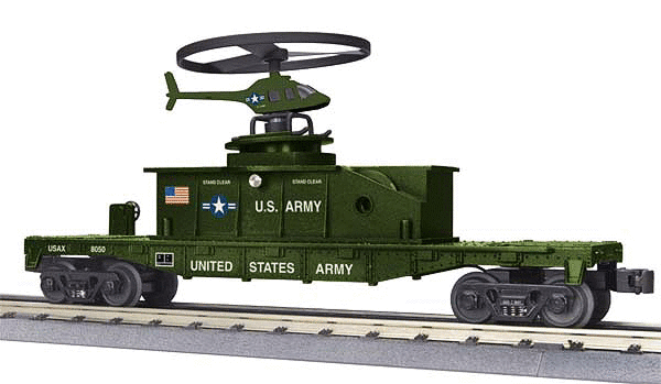 MTH - RailKing(R) Flatcar w/Operating Helicopter - 3-Rail - Ready to ...