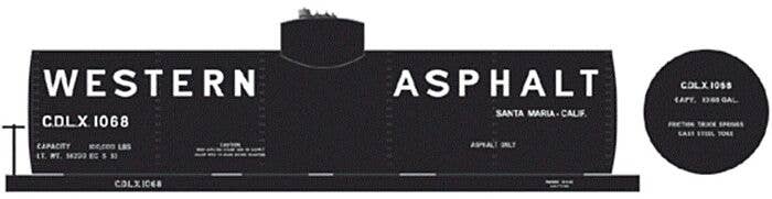 Tichy - Railroad Decal Set - Western Asphalt 10,000-Gallon Tank Car ...