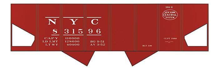 Tichy - Railroad Decal Set - New York Central USRA 2-Bay Hopper (System ...