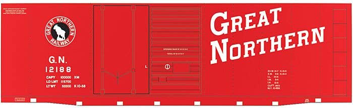 Tichy - Railroad Decal Set - Great Northern 40' Double-Door Boxcar (red ...