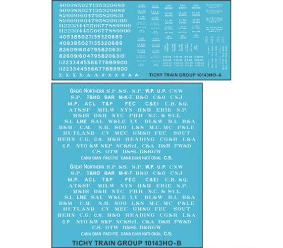 Tichy - Railroad Decal Set - 50+ Roadnames for Flatcars (white ...