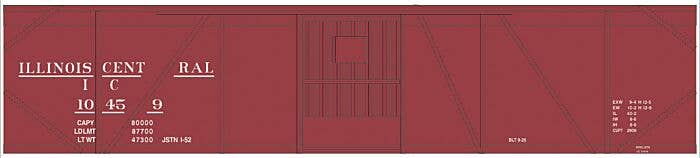 Tichy - Railroad Decal Set - Illinois Central 50' Single-Door Single ...