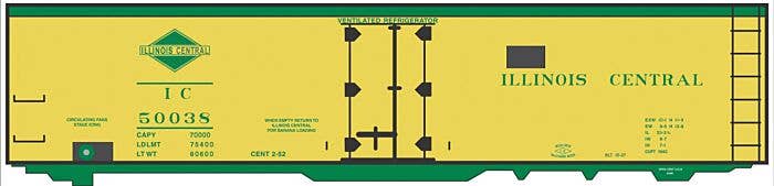 Tichy - Railroad Decal Set - Illinois Central 40' Steel Reefer (yellow ...
