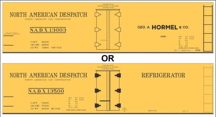 Tichy - Railroad Decal Set - Hormel NADX 40' Wood Reefer (black NADX ...
