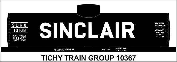 Tichy - Railroad Decal Set - Sinclair 8,000-Gallon Tank Car (black car ...