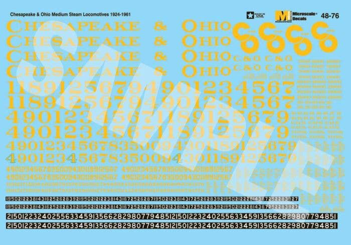 Microscale - Railroad Decal Set - Chesapeake & Ohio Steam Locomotives ...