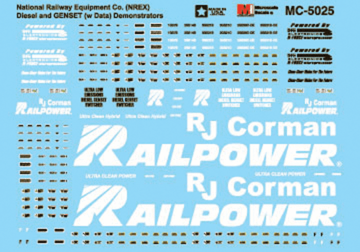 Microscale - Railroad Decal Set - Railpower & NREX Genset Logos & Data ...
