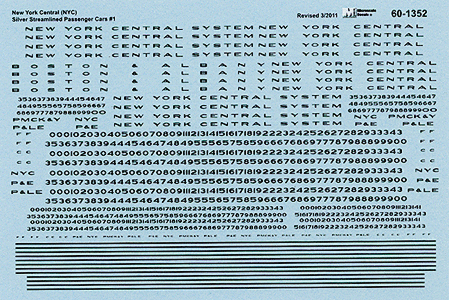 Microscale - Railroad Decal Set - New York Central (NYC) Silver ...