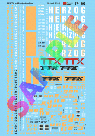 Microscale - Railroad Decal Set - Herzog and TTX/RailGon Gondolas 2012 ...