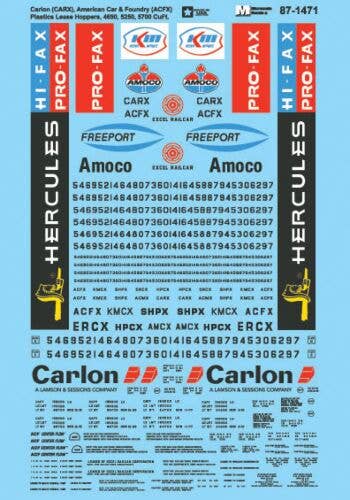 Microscale - Railroad Decal Set - Carlon CARX, American Car & Foundry ...