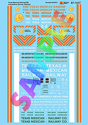 Microscale - Railroad Decal Set - Texas Mexican GP38 & -2, GP60, P-S 5344 Boxcars, Bay-Window ...