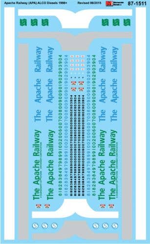 Microscale - Railroad Decal Set - Apache Railway Diesels 1998+ - 460-871511