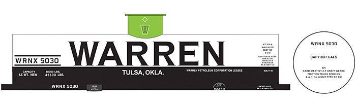 Tichy - Railroad Decal Set 6-Pack - Warren WRNX 8,000-Gallon Gasoline ...