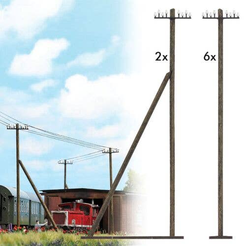 Busch - Real-Wood Telegraph/Telephone Poles - 6 Standard Masts, 2 Masts ...