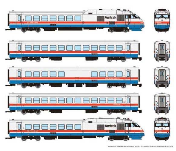Rapido - Rohr RTL Turboliner 5-Unit Set - Standard DC - Amtrak Set #1 ...