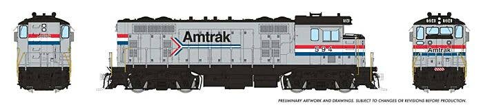 Rapido - Santa Fe CF7 w/Round Cab - Standard DC - Amtrak #594 (silver ...