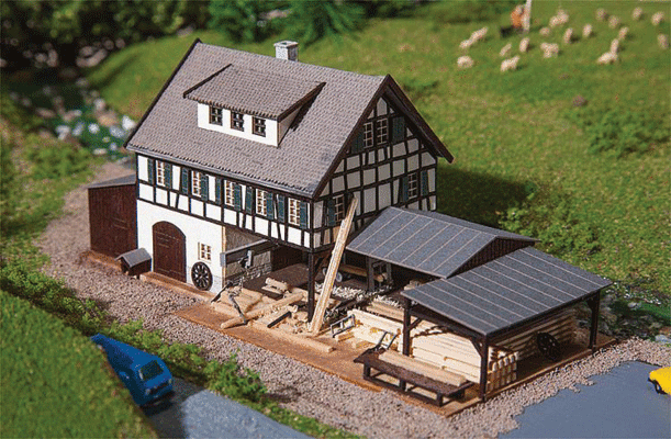 Faller - Sawmill/Lumber Mill - Laser-Cut Card Kit - 4-13/16 x 3-1/16 x ...