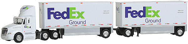 TnS - Semi Truck Prostar Day Cab w/Drop-Deck Double Van Trailers ...