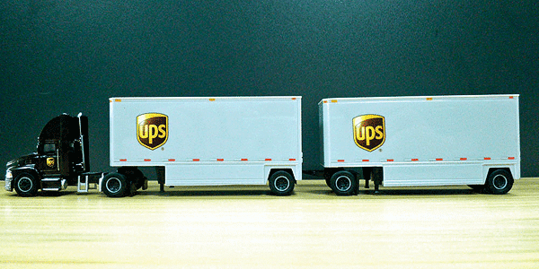 HLP - Semi Truck UPS Mack Day Cab w/Drop-Deck Double Van Trailers ...