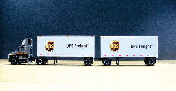 TnS - Semi Truck UPS Prostar Day Cab w/Drop-Deck Double Van Trailers ...