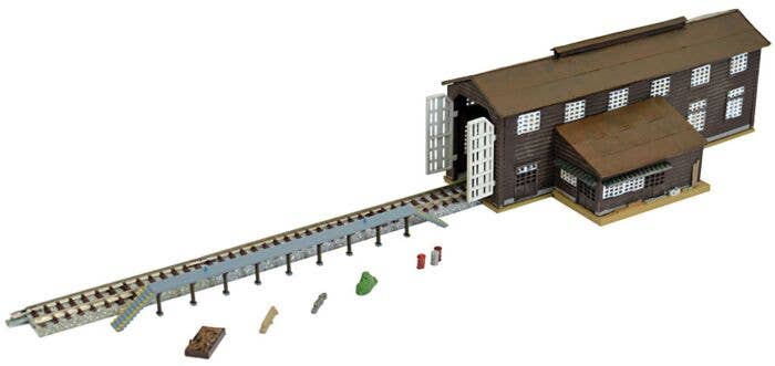TomyTec - Single-Stall Wood Trolley Barn/Tram Shed - Kit - 738-265696