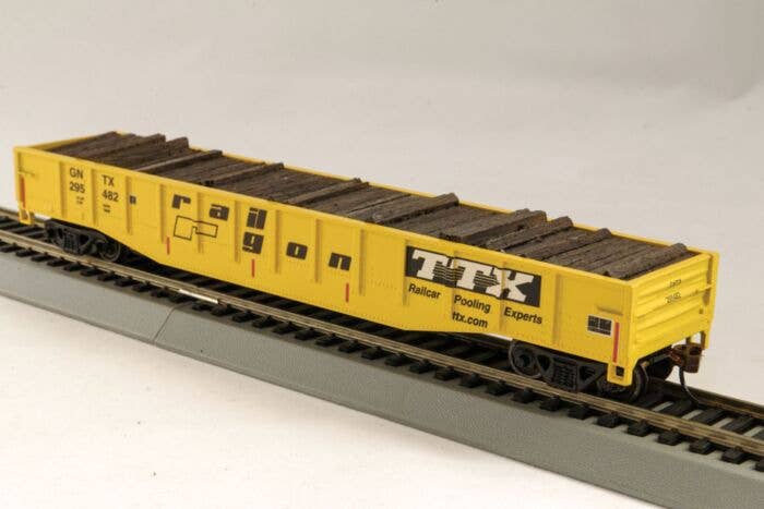 Con-Cor - Steel Gondola w/Full Tie Load - Ready to Run - Railgon TTX #1 (yellow, black) - 223 ...