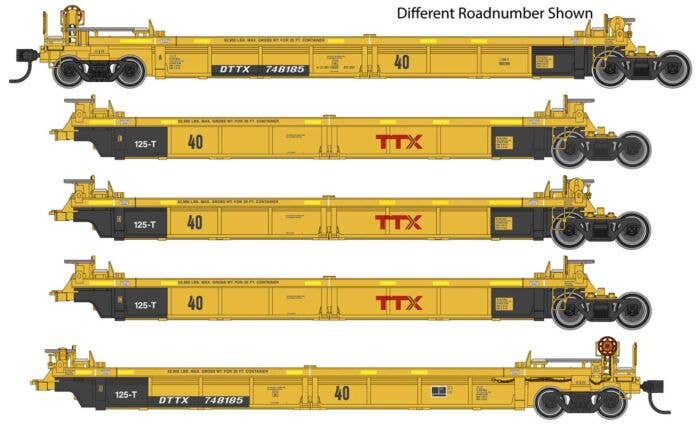 Walthers - Thrall 5-Unit Rebuilt 40' Well Car - Ready to Run - TTX DTTX ...