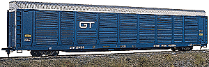 Walthers - Thrall 89' Bi-Level Enclosed Auto Carrier - Kit - Grand Trunk Western (blue w/blue ...
