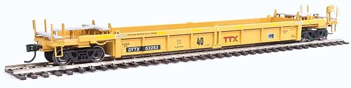 Walthers - Thrall Rebuilt 40' Well Car - Ready to Run - Trailer-Train DTTX #53253 (yellow, black ...
