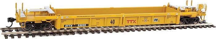 Walthers - Thrall Rebuilt 40' Well Car - Ready to Run - Trailer-Train DTTX #53035 (yellow, Small ...