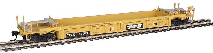Walthers - Thrall Rebuilt 40' Well Car - Ready to Run - Trailer-Train DTTX #53091 (yellow, black ...