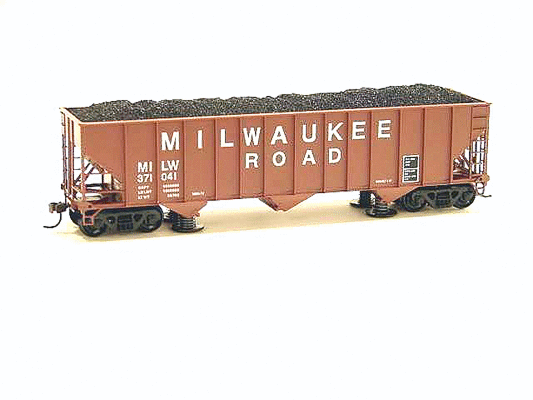 JAM - Track Cleaning Car - Bowser 100-Ton 3-Bay Hopper w/Coal Load - Milwaukee Road - 343-1336