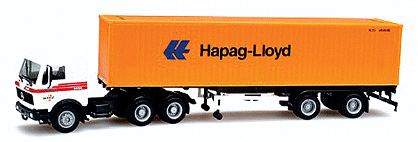 Herpa - Truck Mercedes S w/Container Trailer - Assembled - Hapag-Lloyd ...