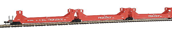 Deluxe - Twinstack 5 unit Intermodal Car w/Knuckle Coupler - BN (red ...