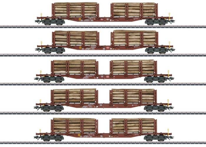 Marklin - Type Snps 719 Stake Flatcar w/Log Load 5-Pack - 3-Rail ...
