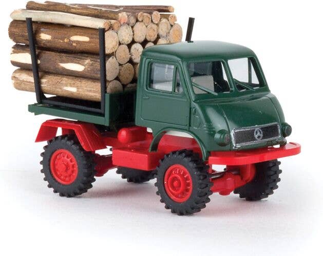 Brekina - Unimog 402 Heavy-Duty Flatbed Truck with Log Load - Assembled ...