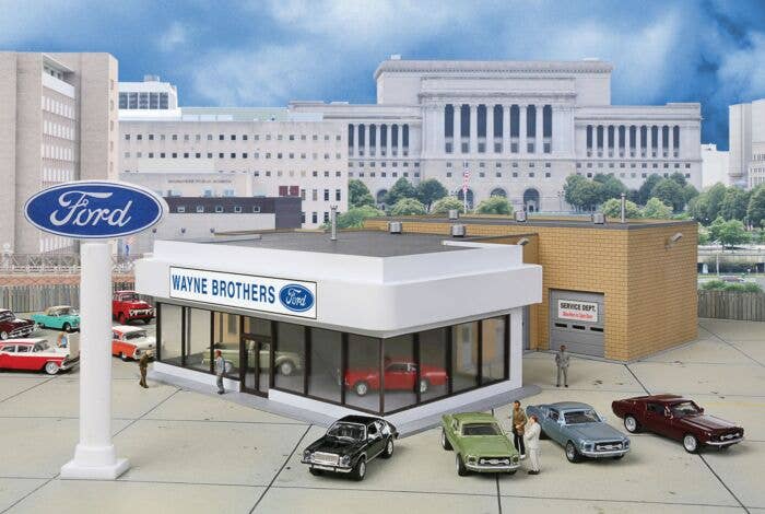 Walthers - Wayne Bros. Ford Dealership - Kit - 8-7/8 x 12-1/8 x 3-7/8 ...