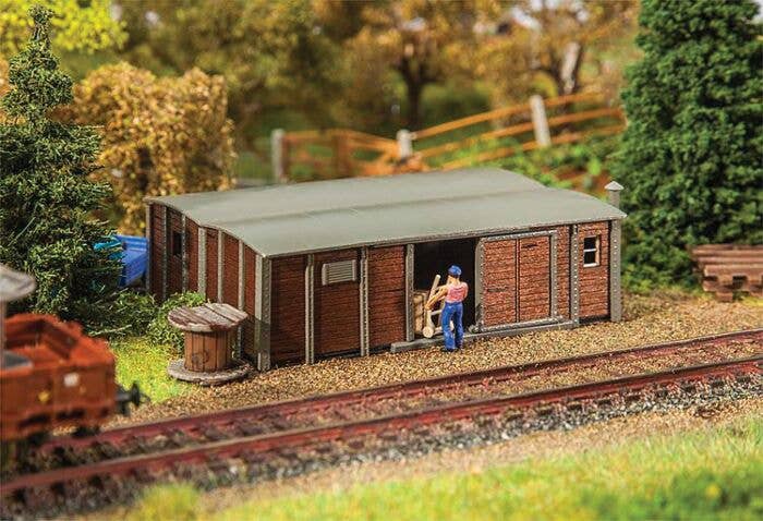 Faller - Wood European Boxcar Shed - Weathered Laser-Cut Wood Kit - 3 ...