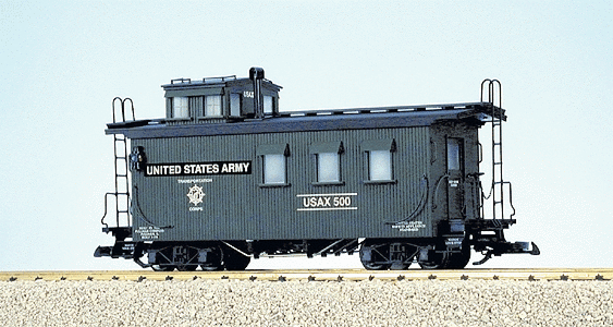 USA - Wood Side Caboose - US Army (green) - 748-12024