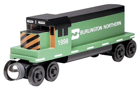 Whittle - Wooden Toy Train: Diesel Engine - Burlington Northern #1998 (Green) - 802-100051