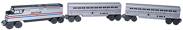 Whittle - Wooden Toy Train: F-40 w/2 Cars - Amtrak Superliner - 802-509102