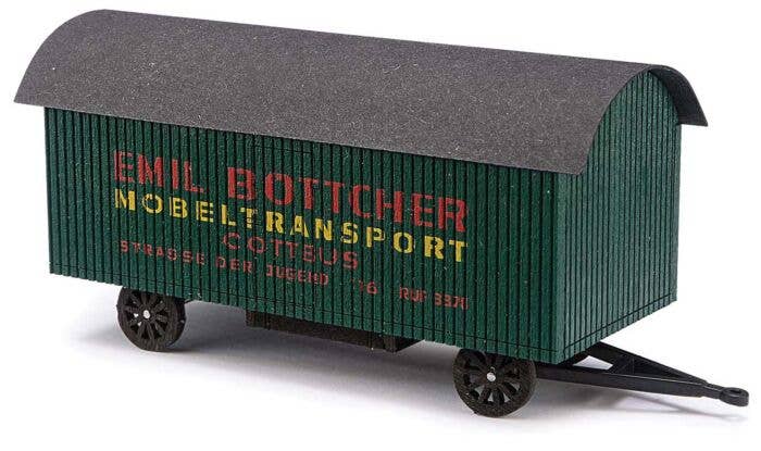 Busch - Wooden Trailer with Round Roof - Emil Bottcher (green, black ...